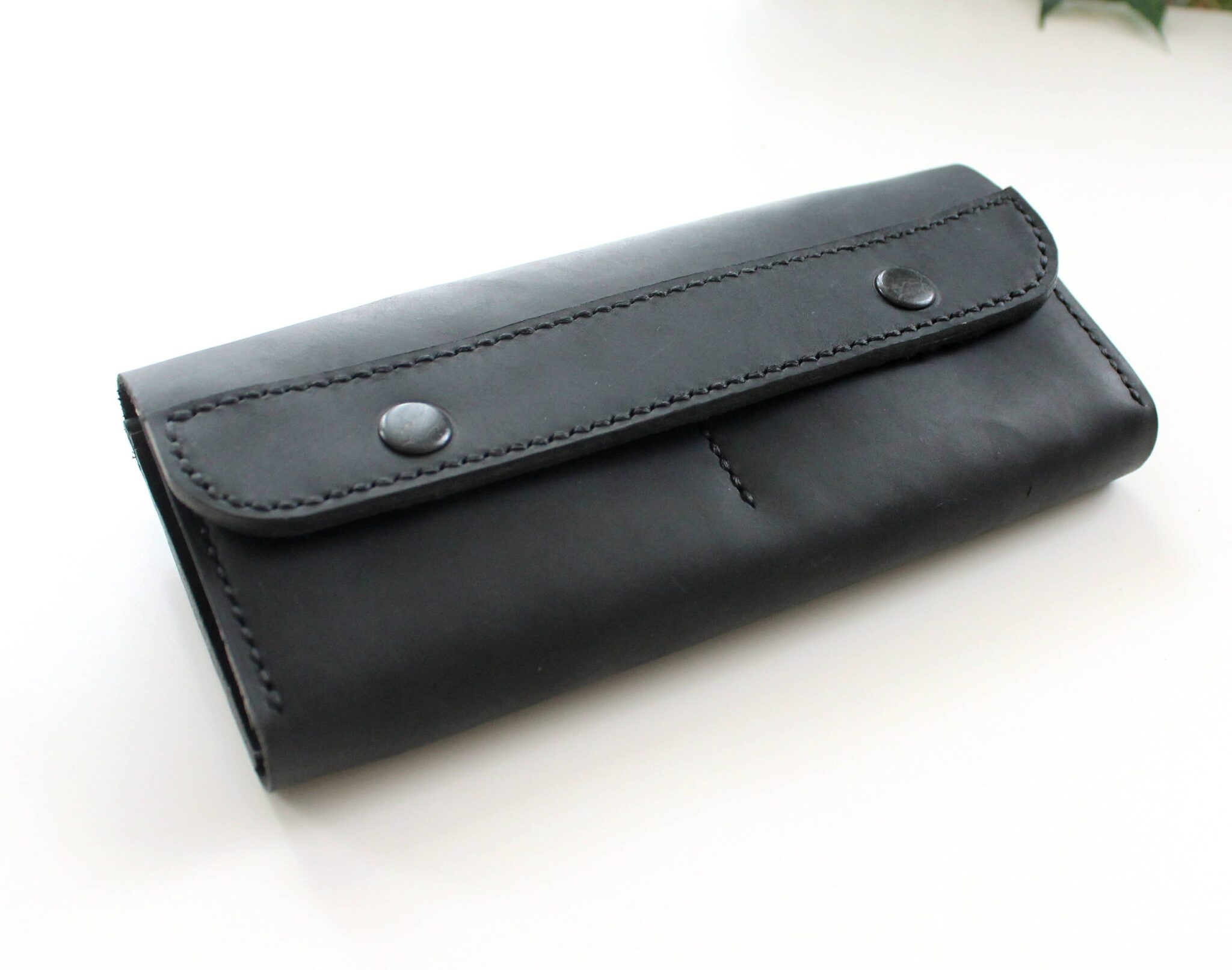 Large handmade wallet made of genuine leather black | Anger Refuge