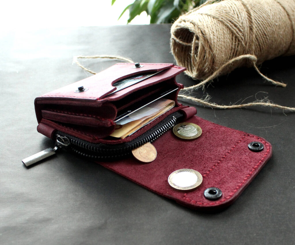 Genuine leather wallet womens purple | Anger Refuge