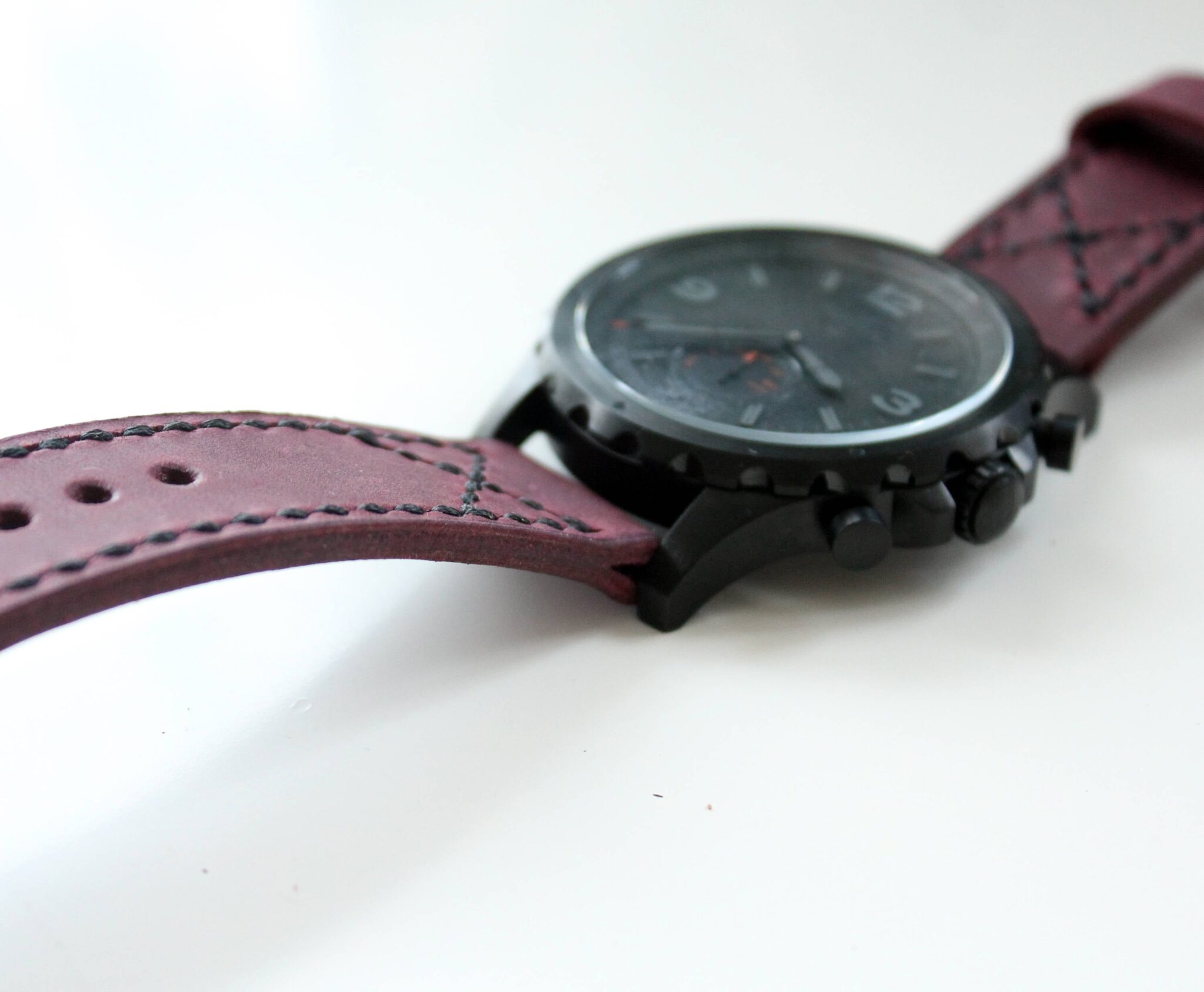 Genuine 22mm watch band purple cross stitched | Anger Refuge