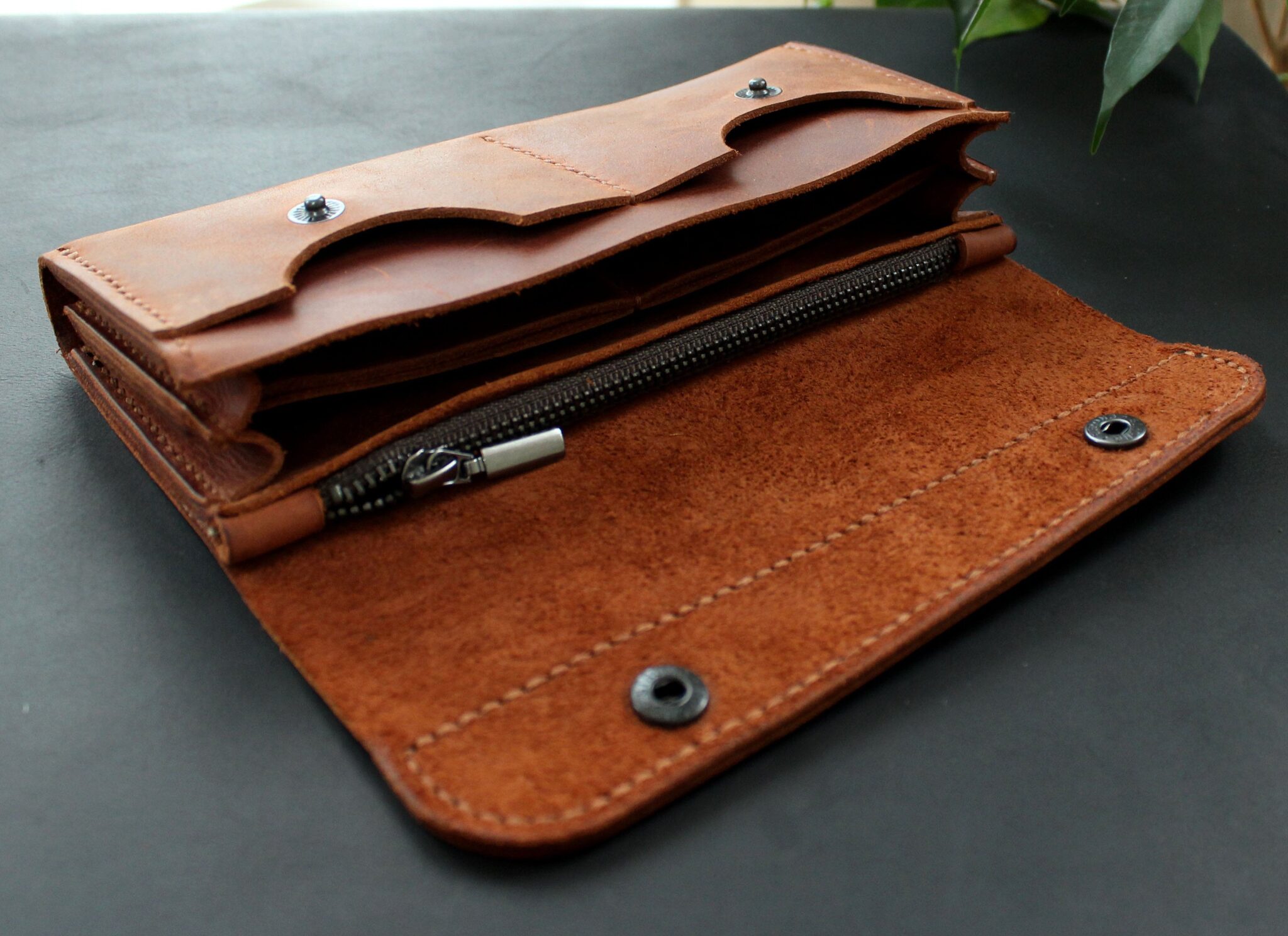 Large custom hand tooled leather wallets | Anger Refuge