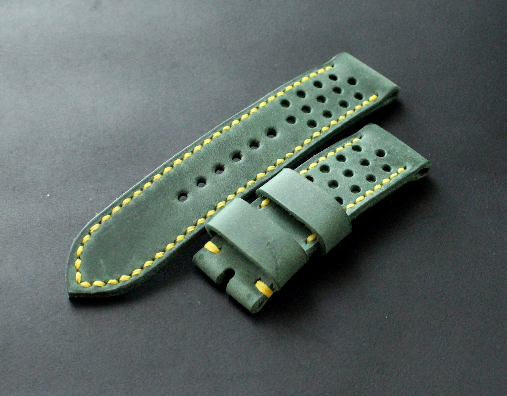 Green watch strap perforated | Anger Refuge